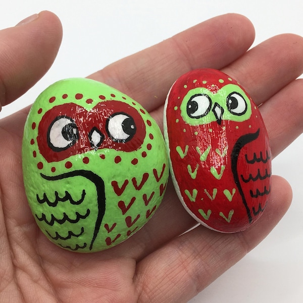 Painted Owl Rocks - Etsy