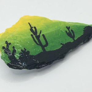 Cactus Silhouette Landscape Flat Slate Hand Painted Cactus Painting on ...