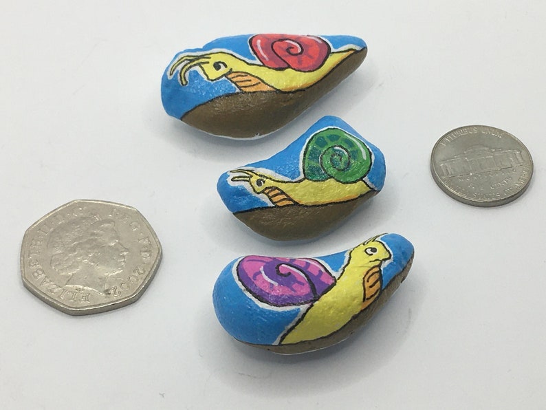 Snail Shells Rocks Stones Hand Painted Big Rock Garden - Etsy