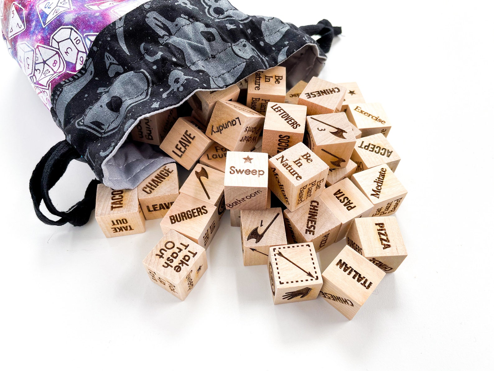 Six Custom Laser Engraved Solid Birch Chore Dice - Etsy