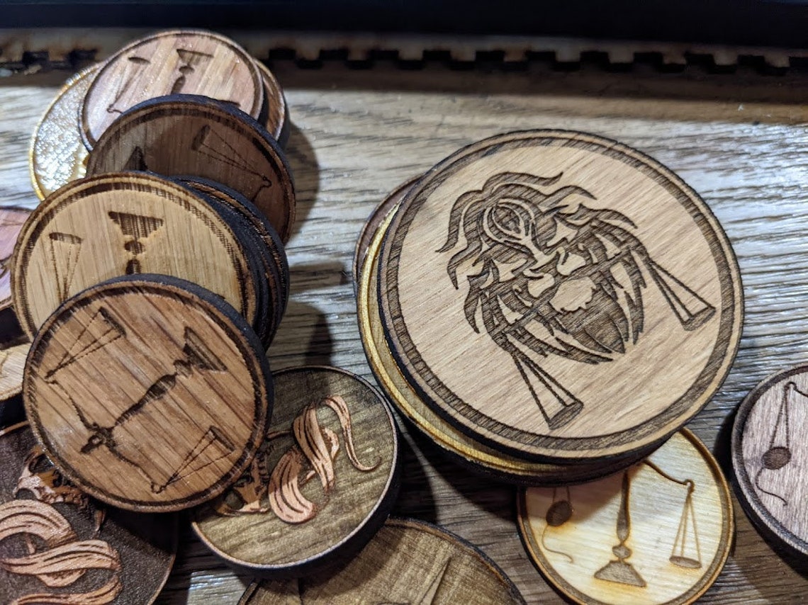 20 Custom Two-sided Laser Engraved Game Wood Tokens | Etsy