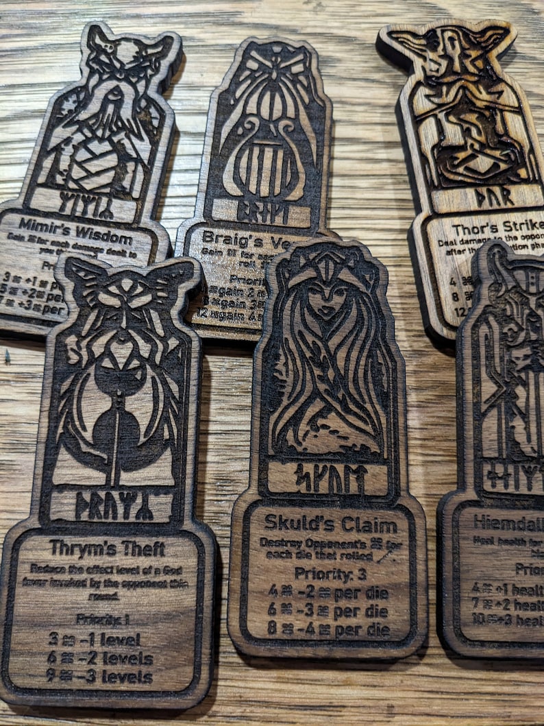 Laser Engraved Orlog Norse God Idols Set 20 Gods - Etsy
