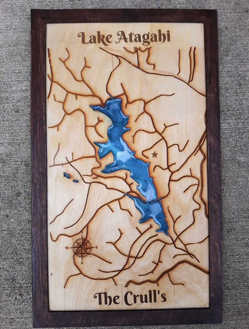 19 by 11 Inch Customized Bay/lake Map with or Without Epoxy | Etsy