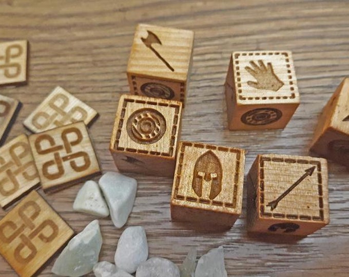 Complete Orlog Game Set (20 Gods, 12 Dice, 30 Tokens, 30 Stones, and 1 ...