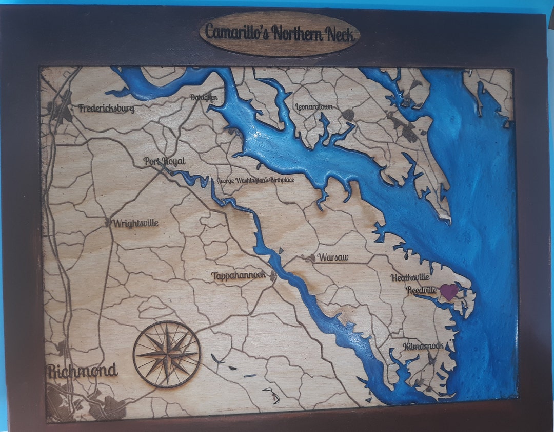 19 by ~11 Inch Customized Bay/lake Map (with or Without Epoxy) - Etsy