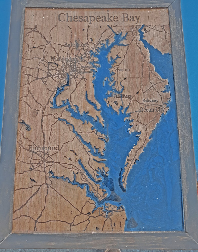 19 by 11 Inch Customized Bay/lake Map with or Without Epoxy | Etsy