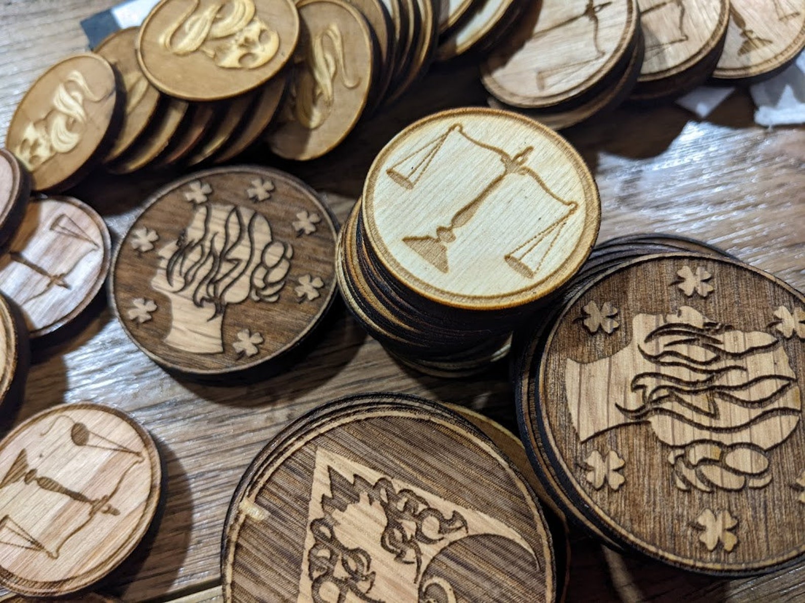 20 Custom Two-sided Laser Engraved Game Wood Tokens - Etsy
