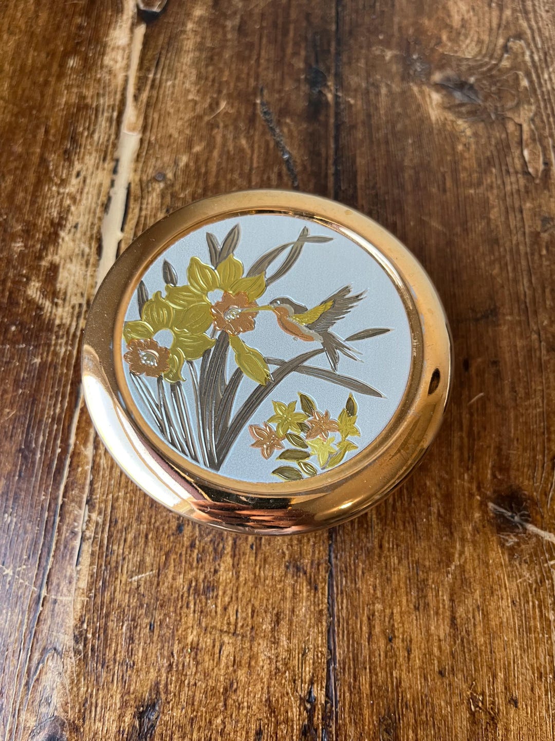 The Art of Chokin Trinket Box With 24K Gold Engraved Hummingbird and ...