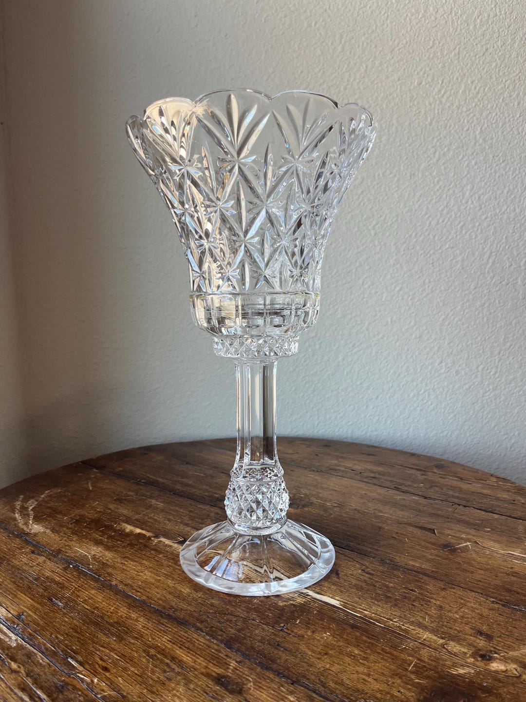 Bombay Lead Crystal 14” Footed Vase or Candle Holder - Etsy
