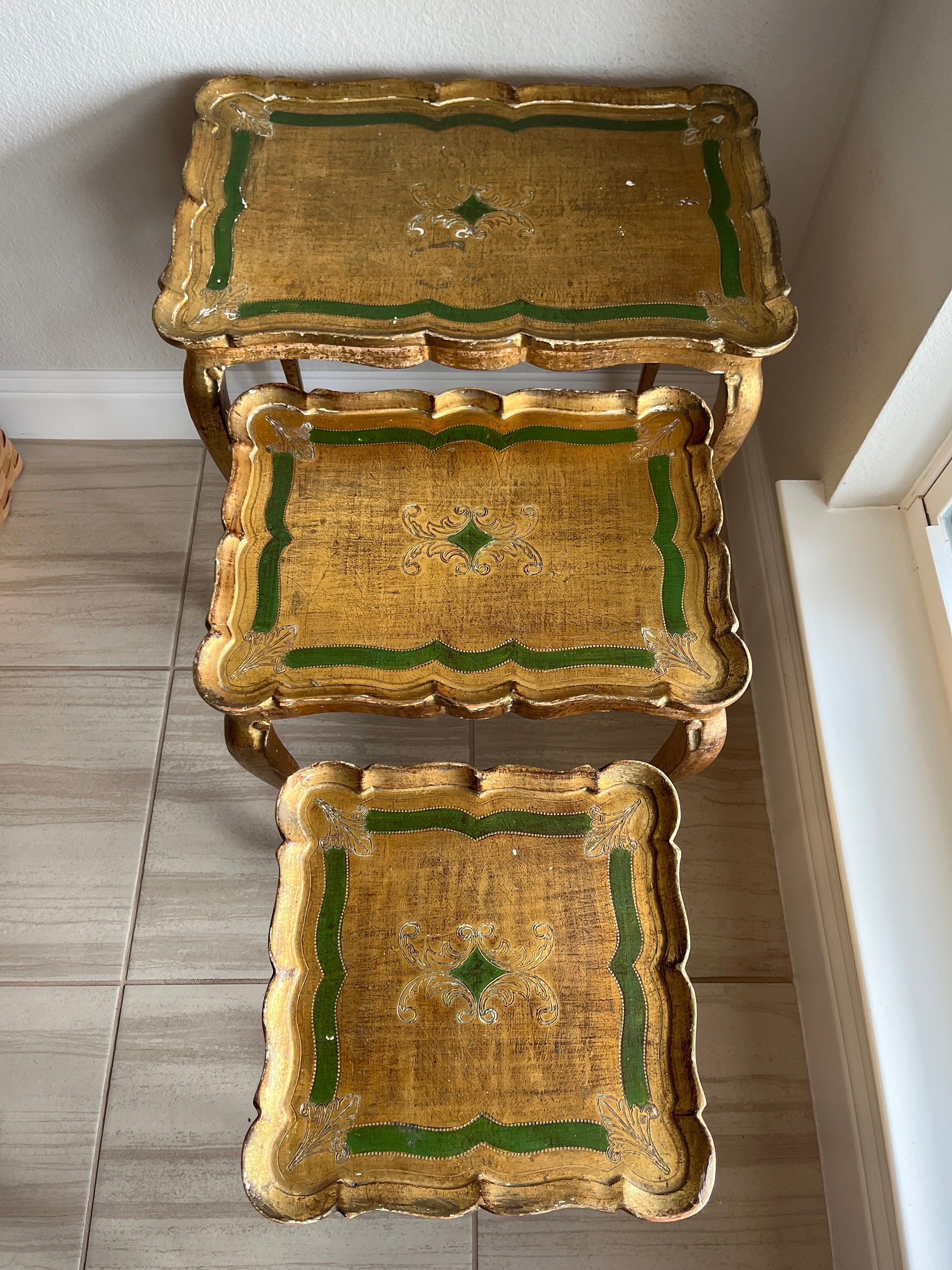 Vintage Florentine Wooden Nesting Table Gold-gilded Made in Italy, Set ...