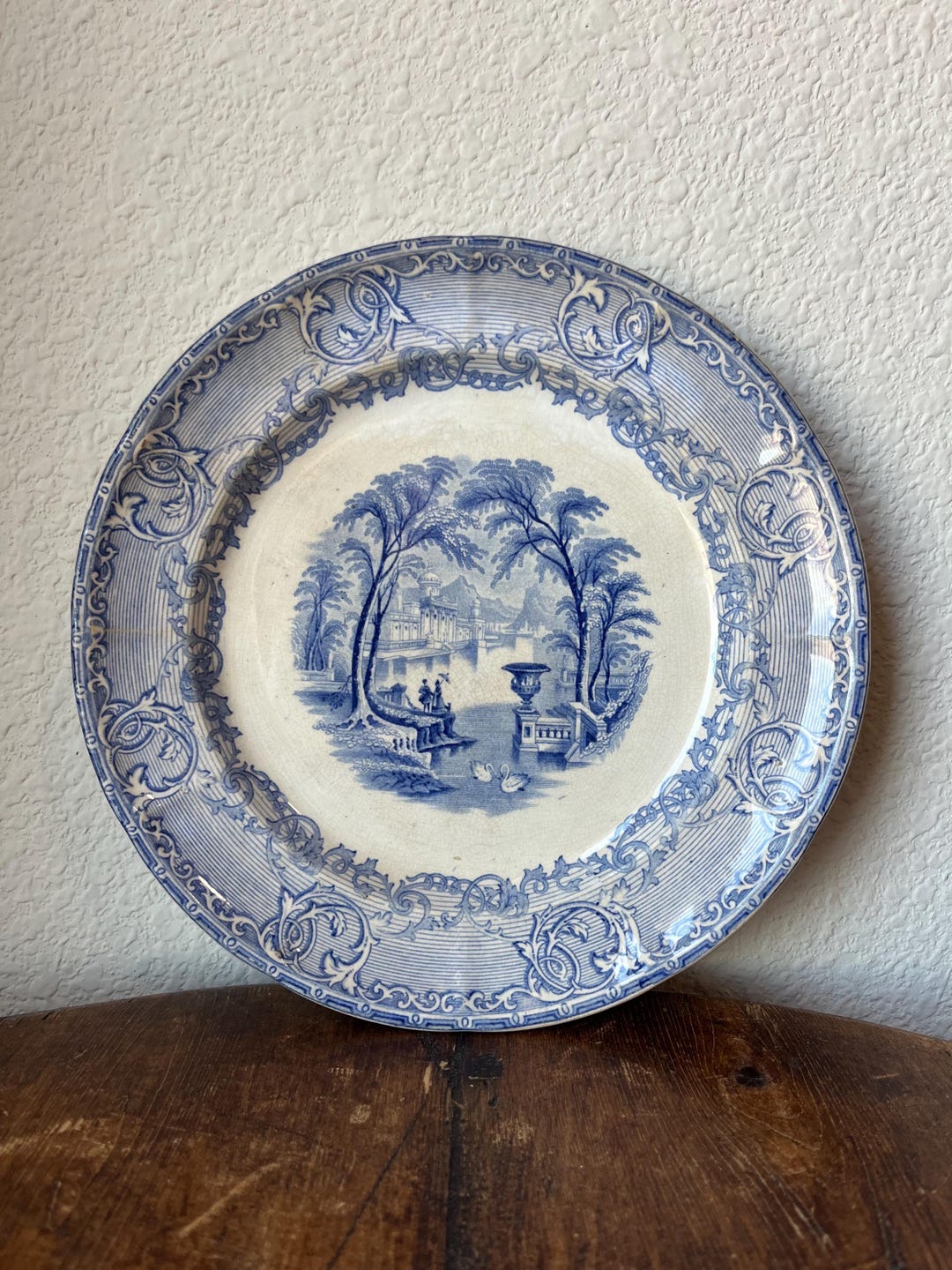 Antique Blue Transferware Plate Venus Pattern by Podmore Walker and Co ...