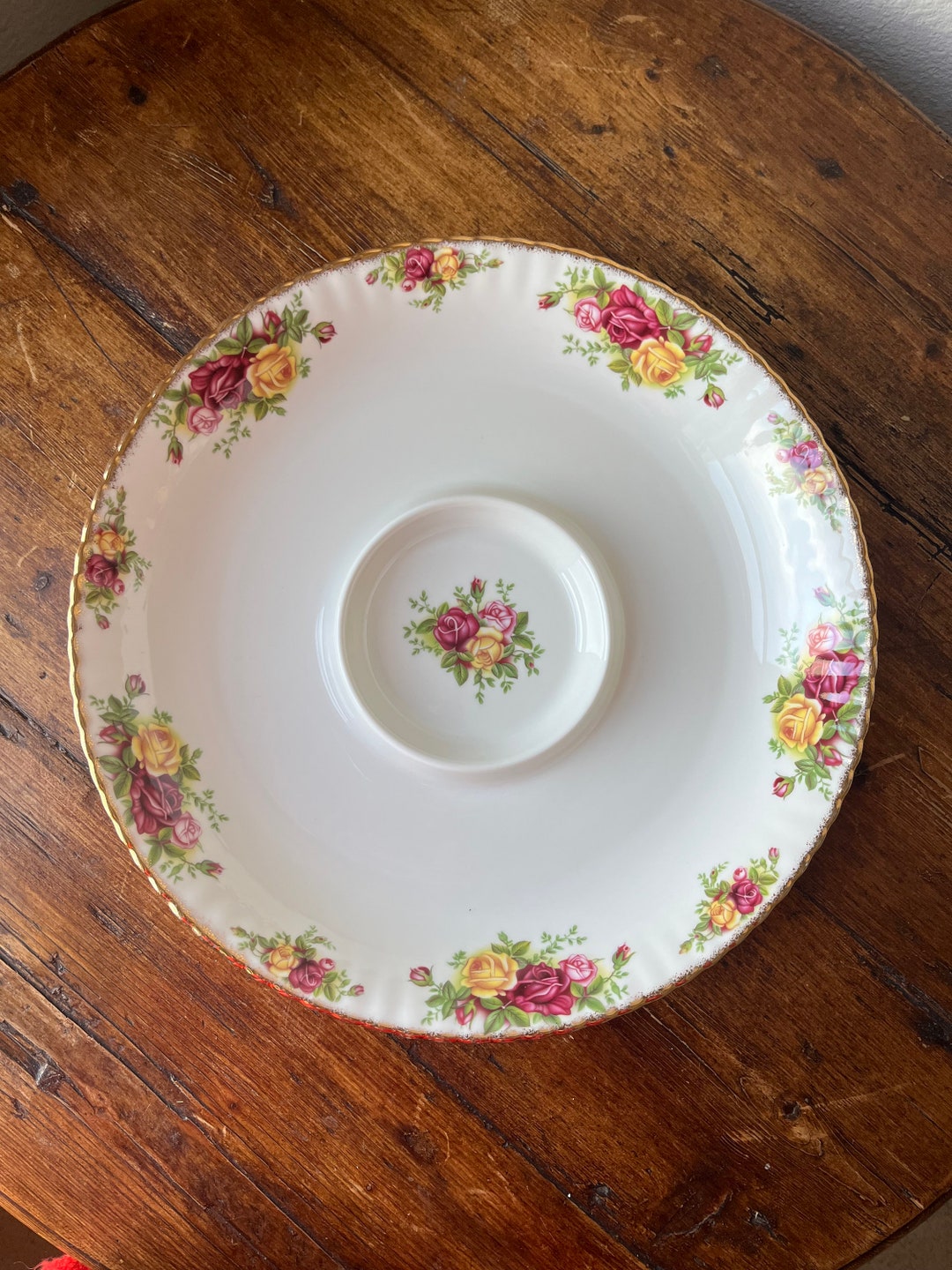 Royal Albert Old Country Roses Chip & Dip 13" Round Serving Bowl - Etsy
