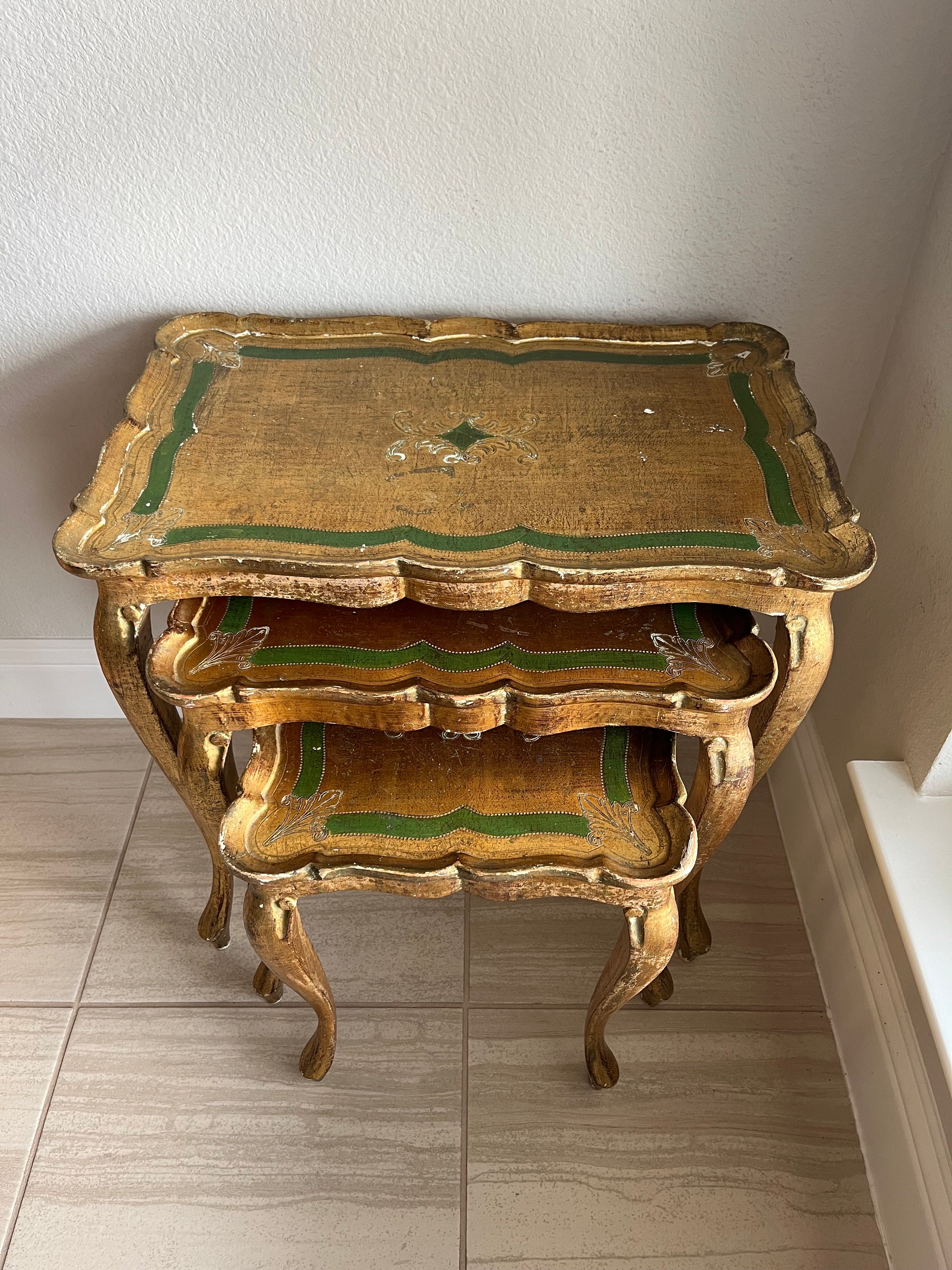 Vintage Florentine Wooden Nesting Table Gold-gilded Made in Italy, Set ...