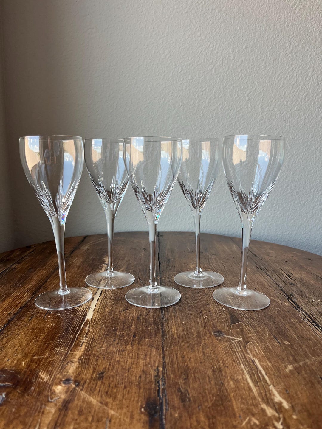 Set of 5 - Lenox Firelight Clear No Panel Cut Crystal Wine Glasses - Etsy