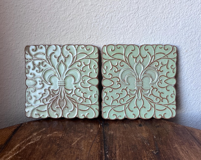 Sold per Piece - Vintage Frankoma Pottery Fleur-de-lis #3TR Square ...