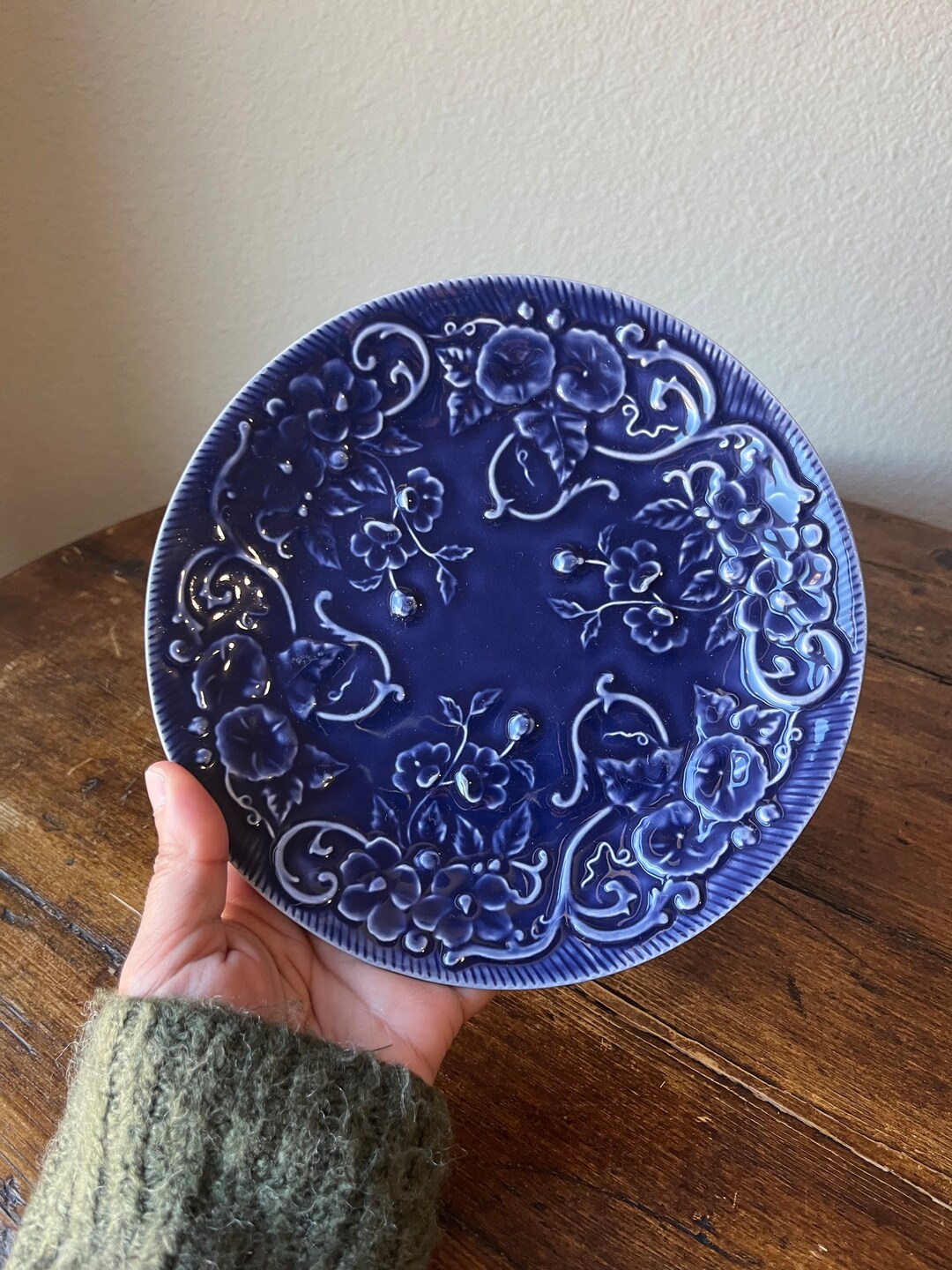 Bordallo Pinheiro Flower Blue Pattern Salad Plate - Etsy