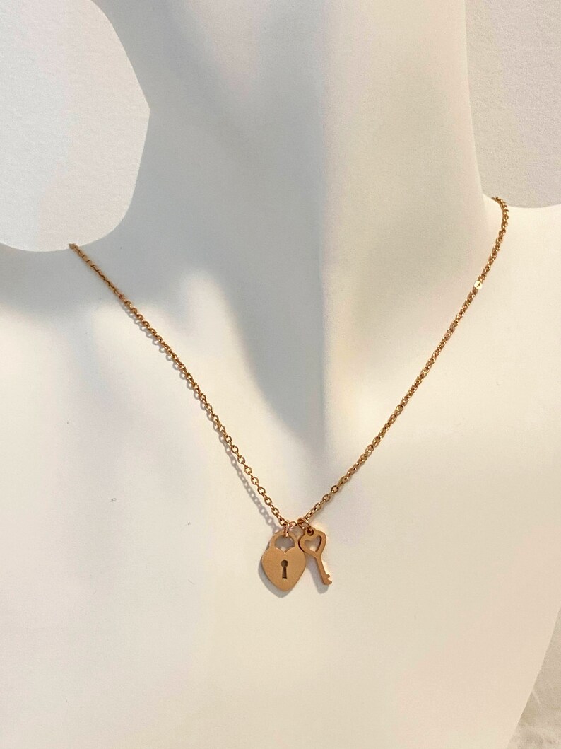 Personalized Heart Lock and Key Charm Necklace Set, Unlock Your Heart ...