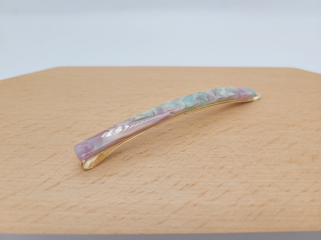 Marble Resin Hair Pins, Long Vintage Gold Alligator Hair Clip, Stylish ...