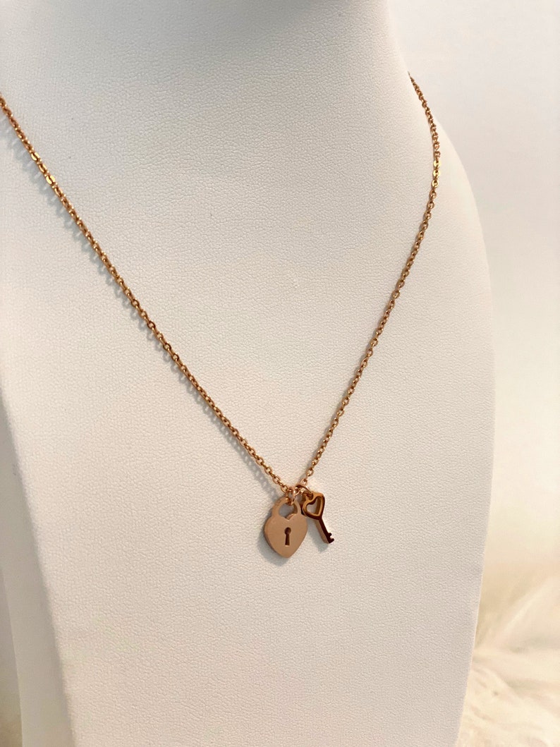 Personalized Heart Lock and Key Charm Necklace Set, Unlock Your Heart ...