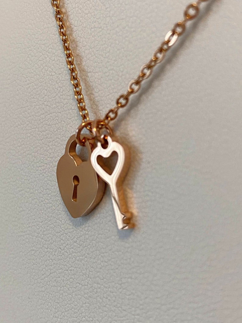Personalized Heart Lock and Key Charm Necklace Set, Unlock Your Heart ...
