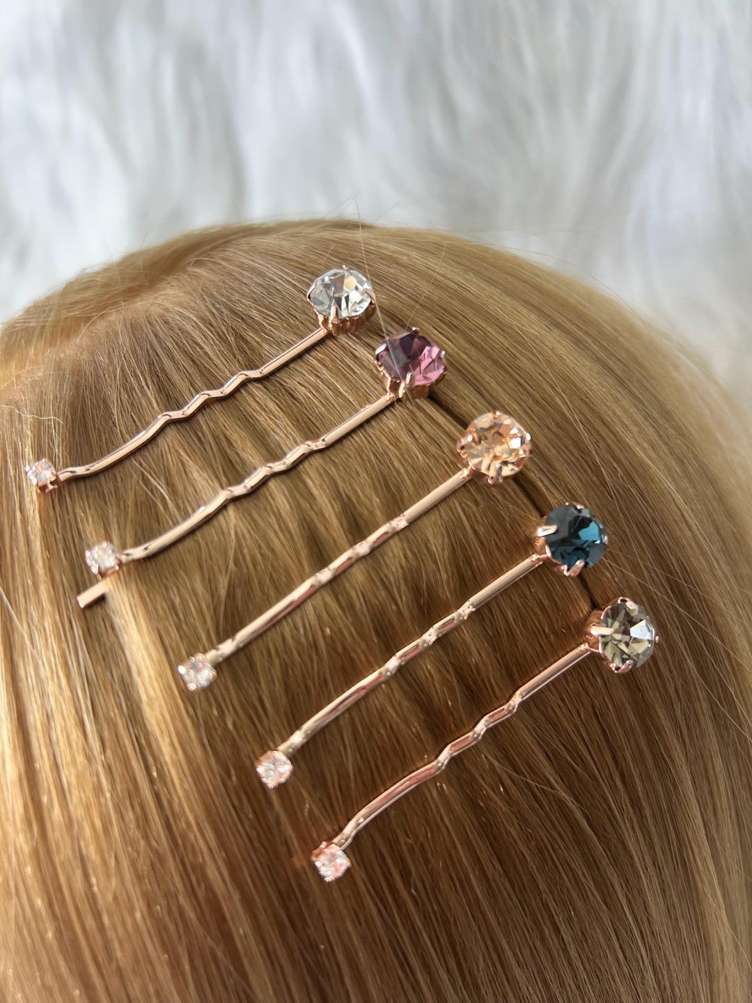 NEW Rose Gold Color! Sparkling Bobby Hair Pins. Pave Setting Crystal ...