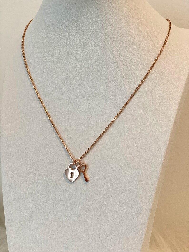 Personalized Heart Lock and Key Charm Necklace Set, Unlock Your Heart ...