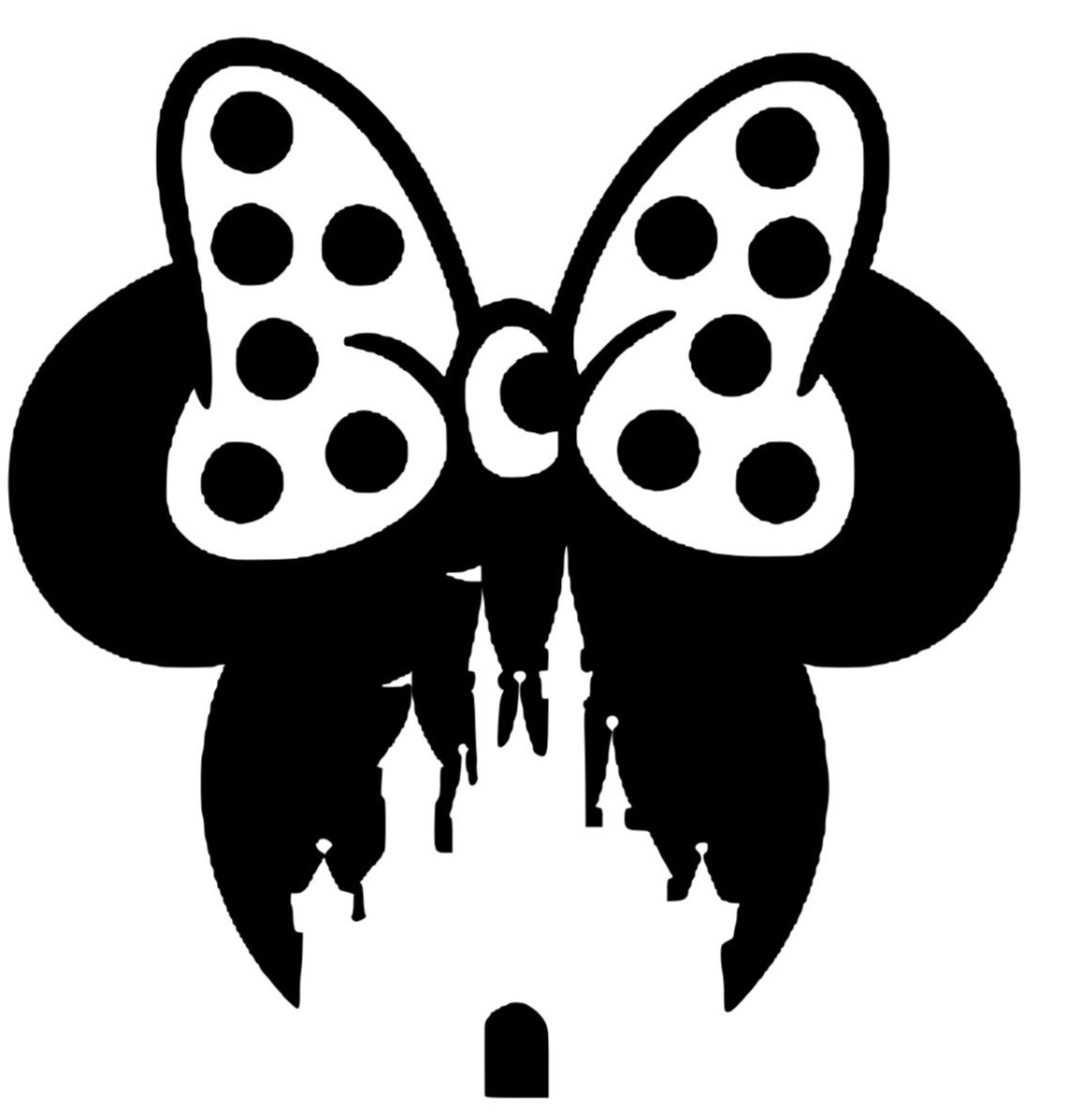 Minnie Mouse With Cinderella Castle Cutout And Polka Dot Bow Etsy