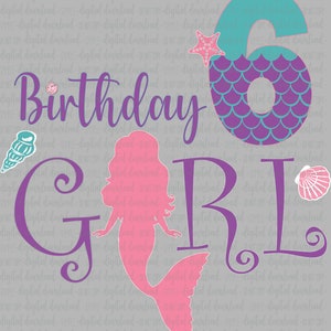 Mermaid Birthday Girl With Mermaid Numbers PNG Digital Download ...