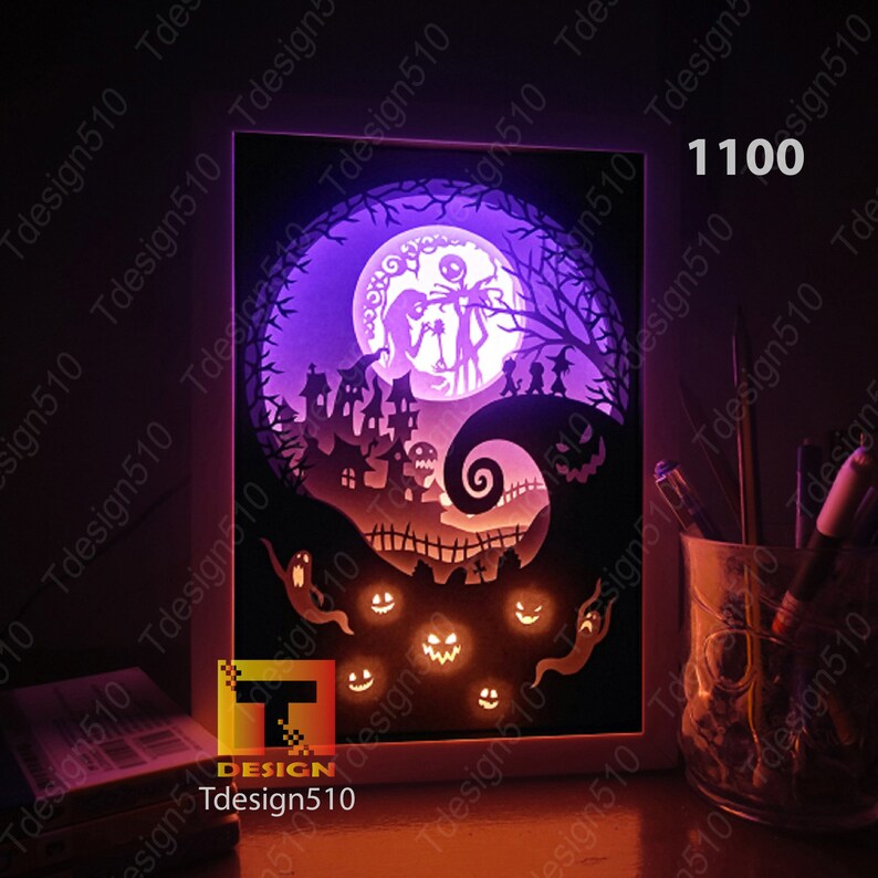 Nightmare Halloween Paper Cut Light Box Template Shadow Box - Etsy