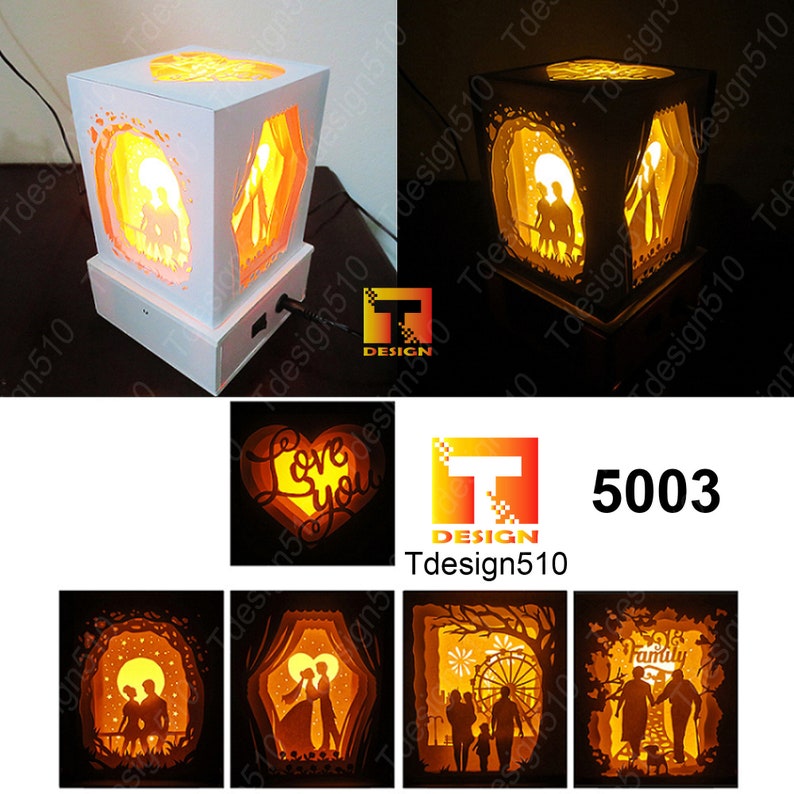 Love 5 Sided Paper Cut Light Box Template Shadow Box 3D - Etsy