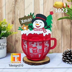 Christmas Hot Cocoa Lantern Paper Cutting 3D Shadow Box Papercut ...