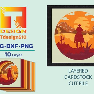 Cowboy 3D Shadow Box Paper Cutting Templates Papercut Crafting Svg File ...