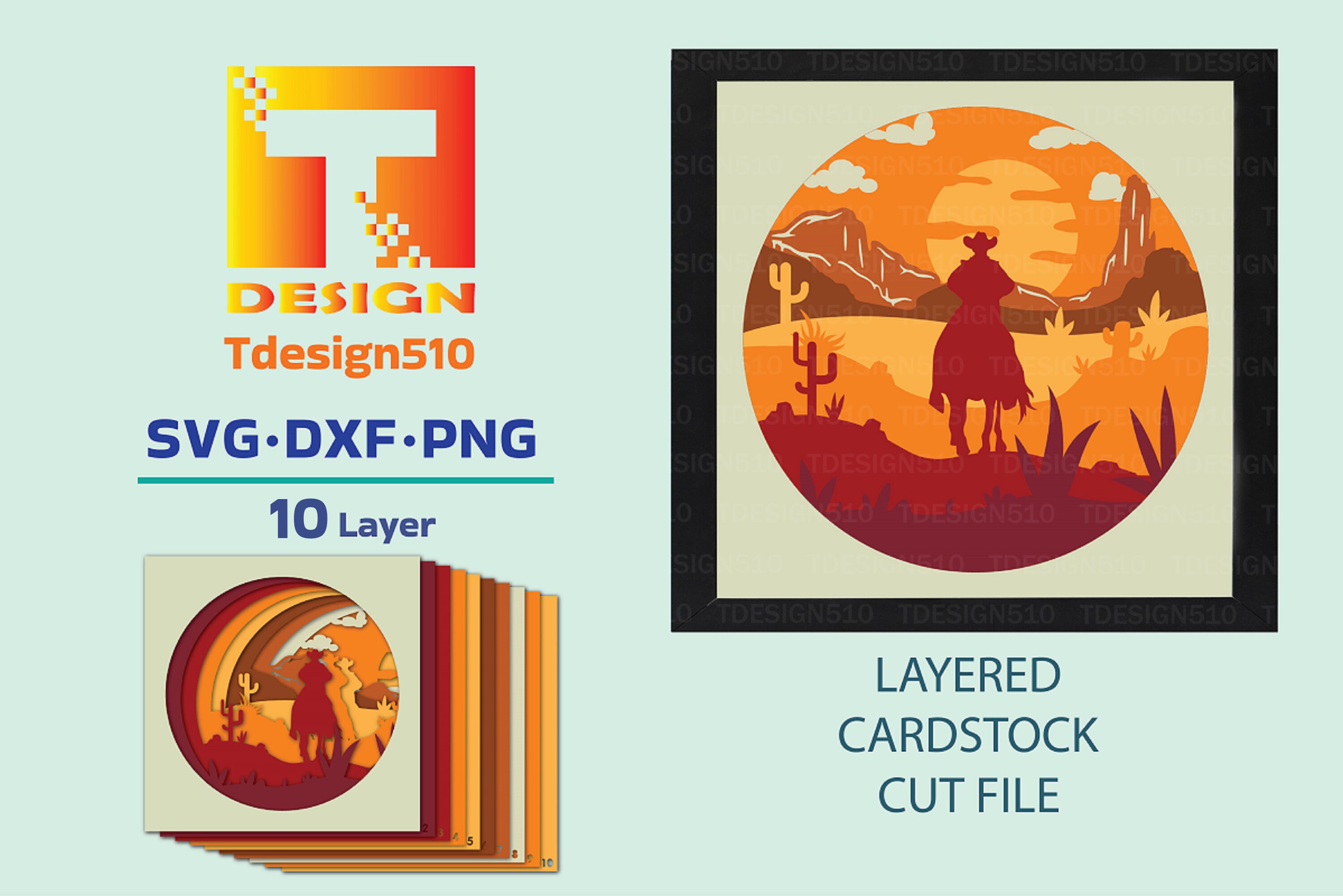 Cowboy 3D Shadow Box Paper Cutting Templates Papercut Crafting Svg File ...