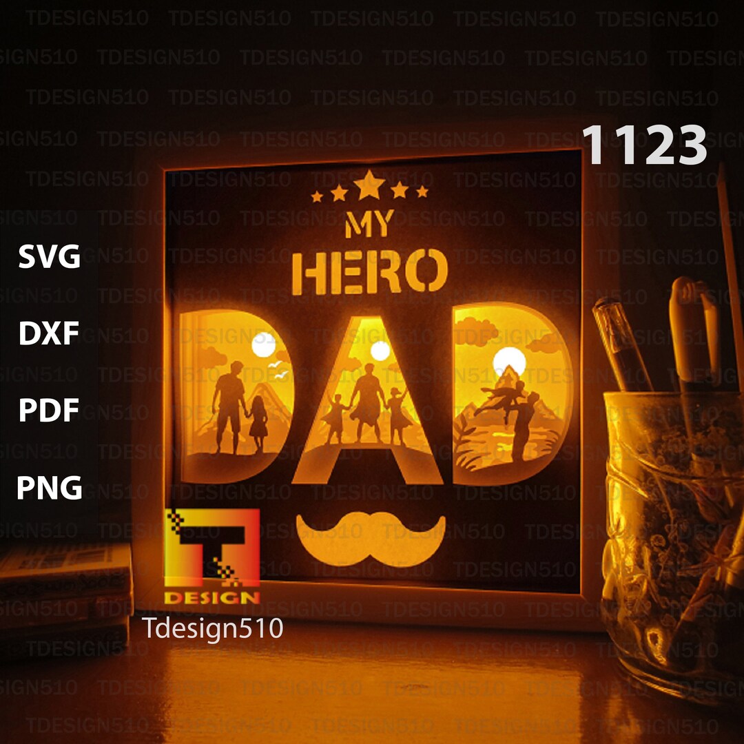 Super Dad Paper Cut Light Box Template, Shadow Box, 3D Papercut ...