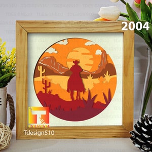 Cowboy 3D Shadow Box Paper Cutting Templates Papercut Crafting Svg File ...