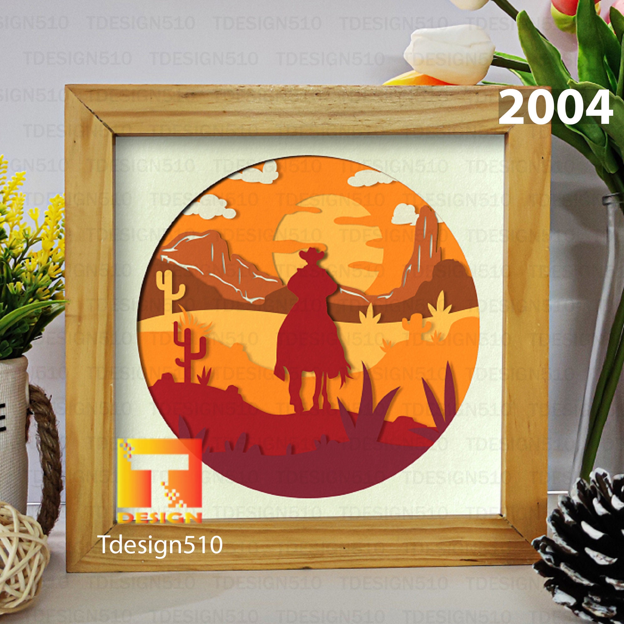Cowboy 3D Shadow Box Paper Cutting Templates Papercut Crafting Svg File ...