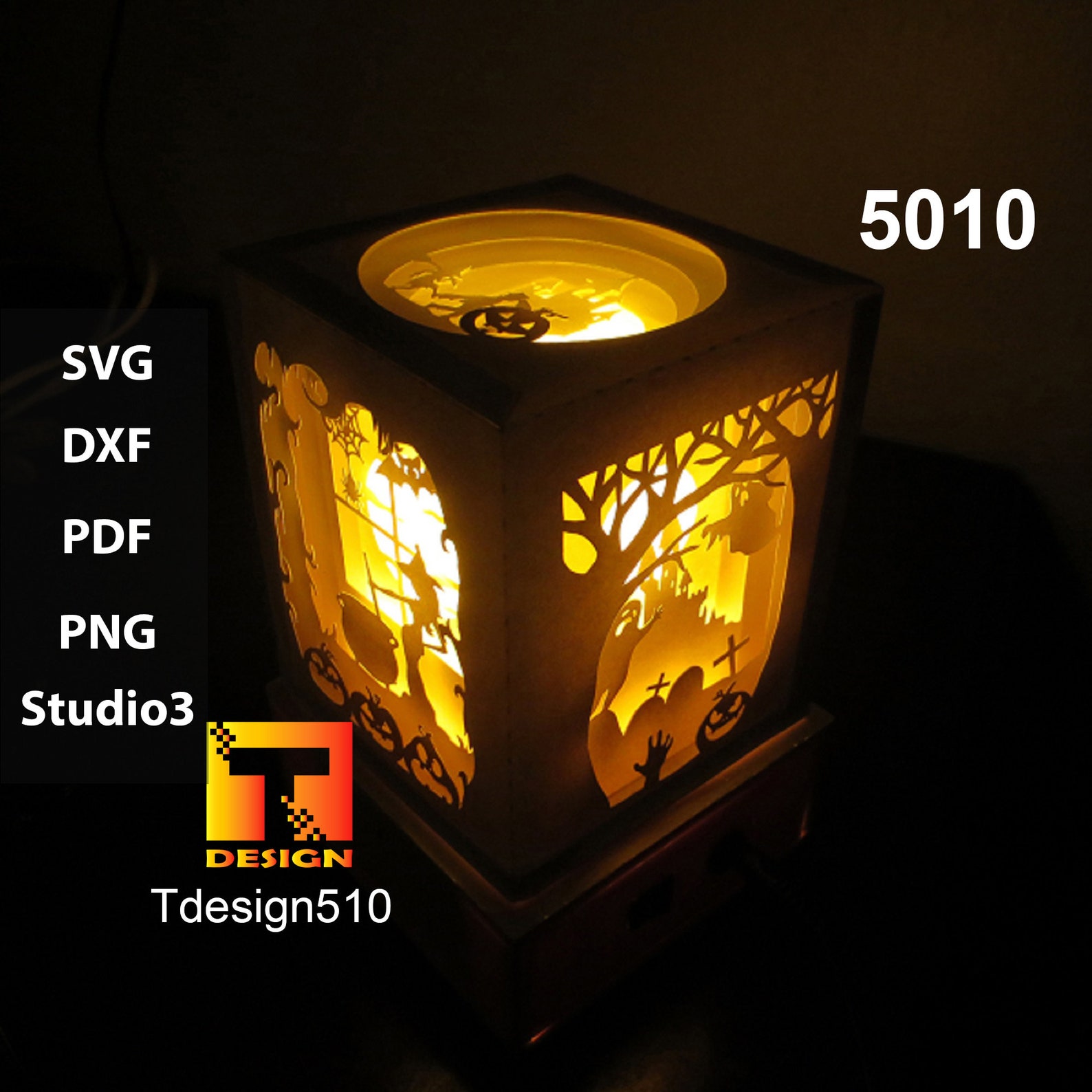 Halloween 5 Sided Paper Cut Light Box Template Shadow Box 3D - Etsy