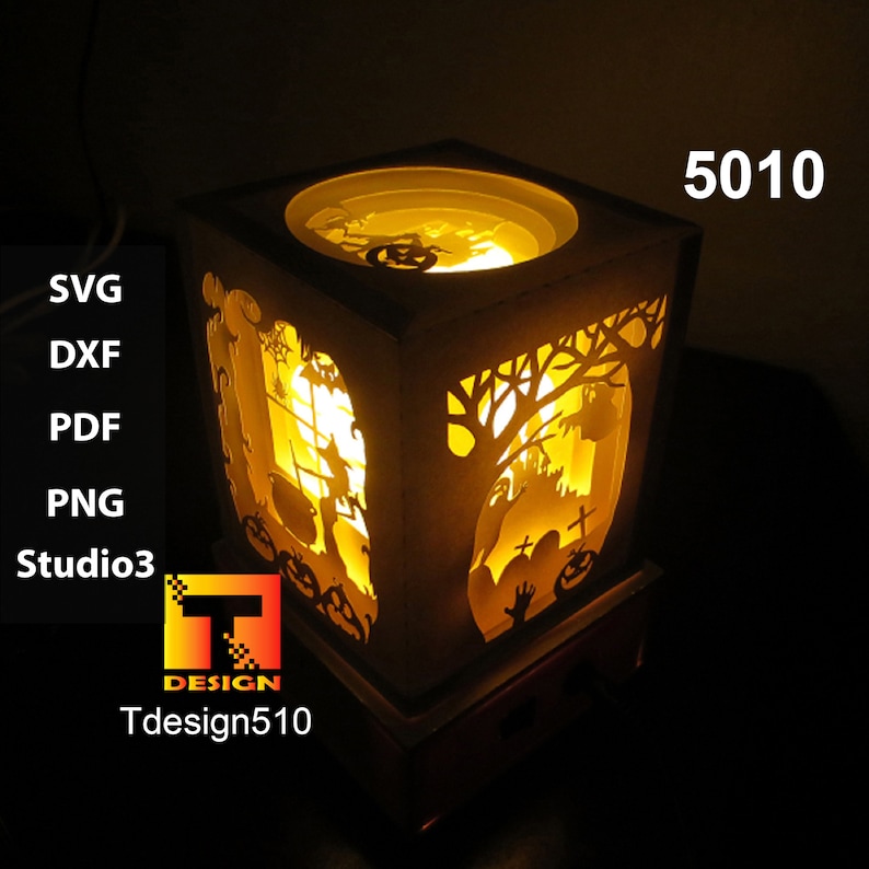 Halloween 5 Sided Paper Cut Light Box Template Shadow Box 3D - Etsy