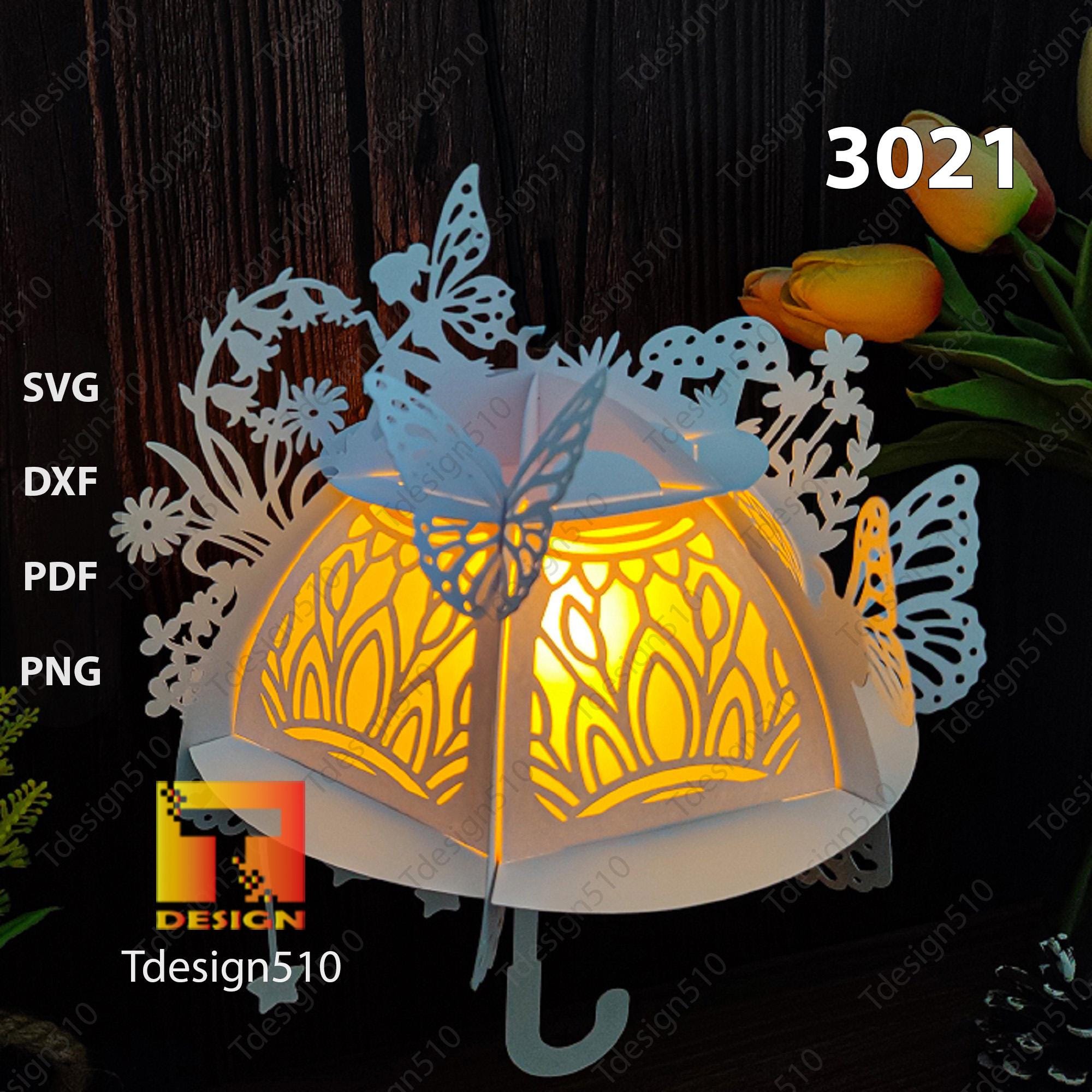 Umbrella Lantern Paper Cutting Lamp 3D Shadow Box Template Papercut ...