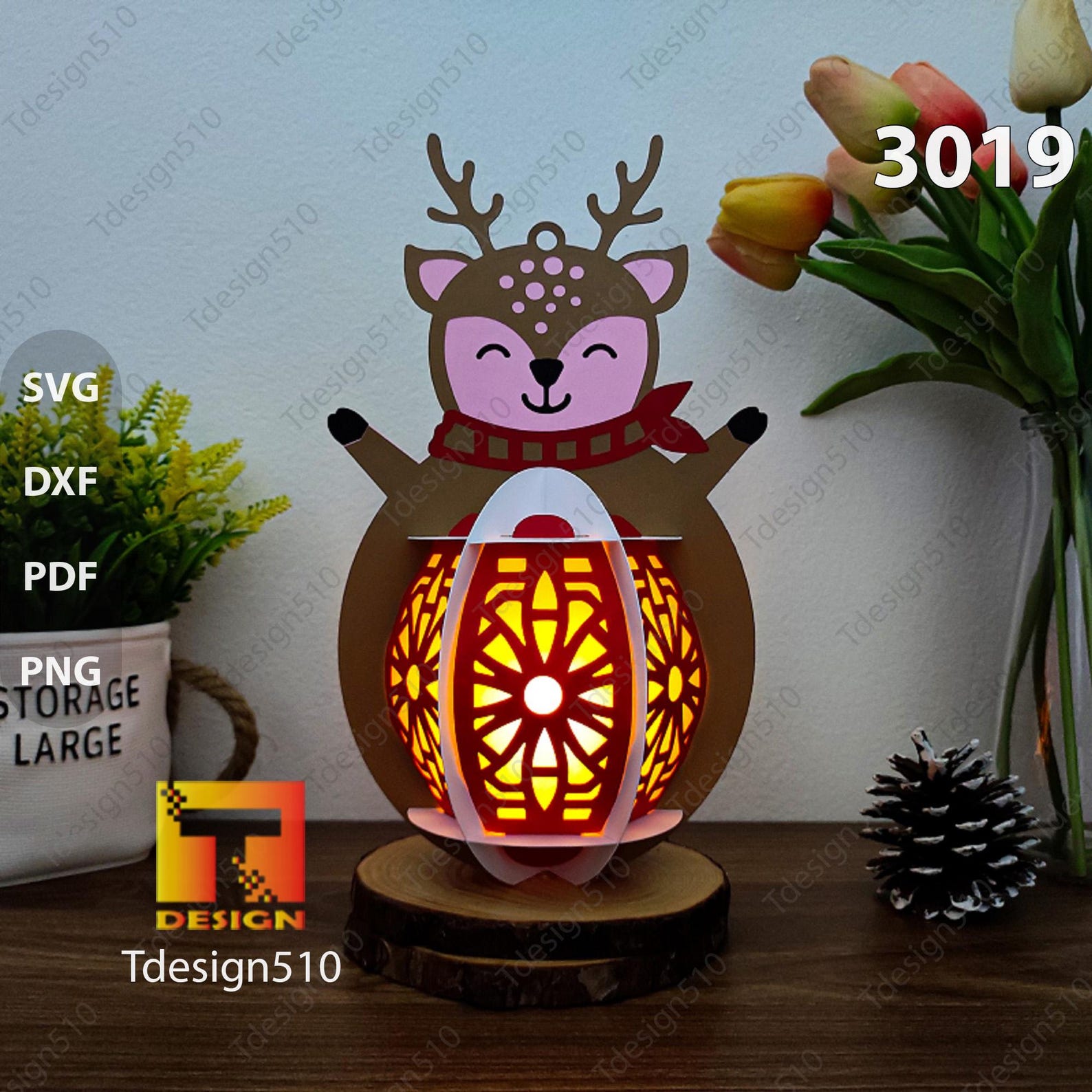 Christmas Lantern Paper Cutting Lamp 3D Shadow Box Papercut Lightbox ...