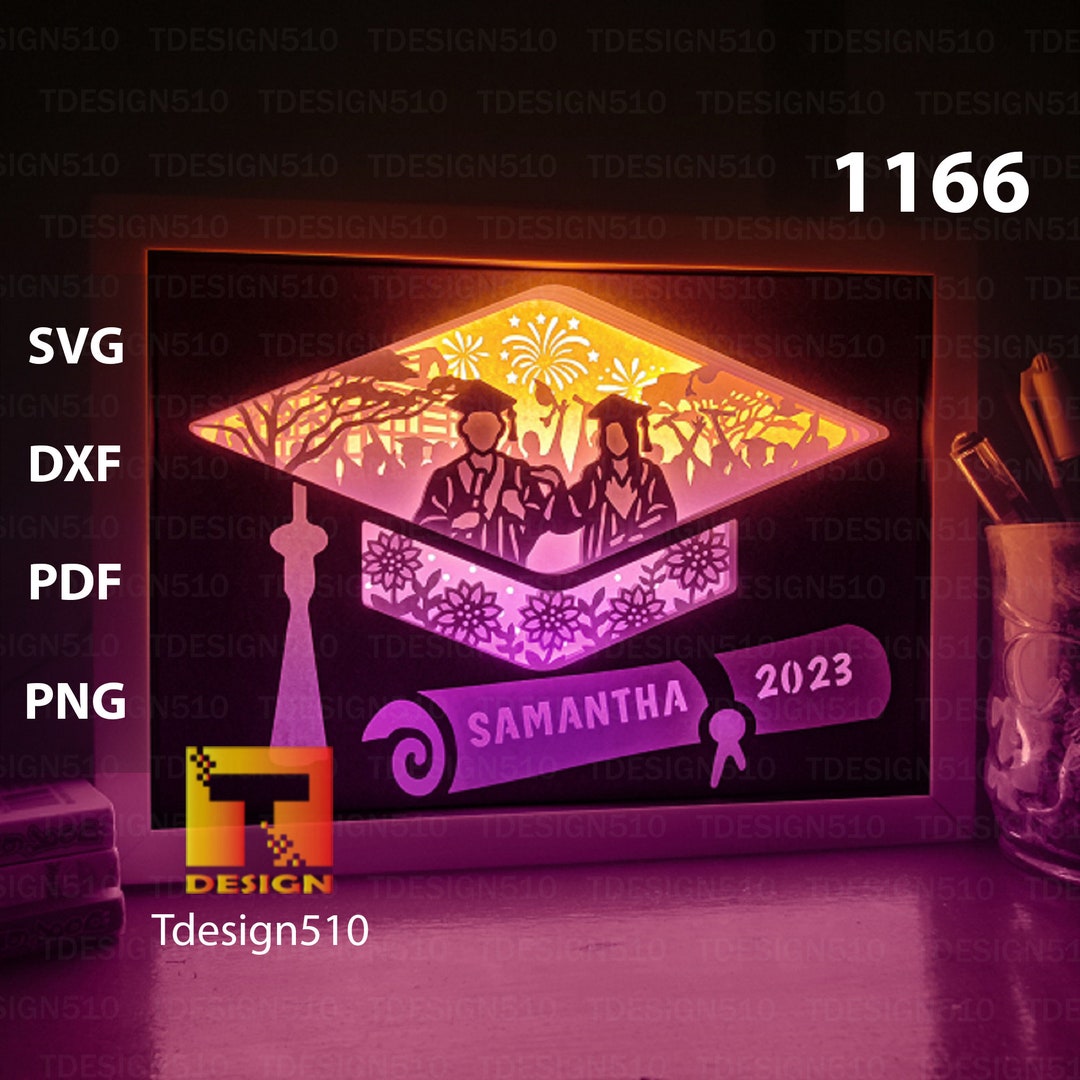 CUSTOMIZABLE Graduation Paper Cut Light Box Template, Shadow Box, 3D ...