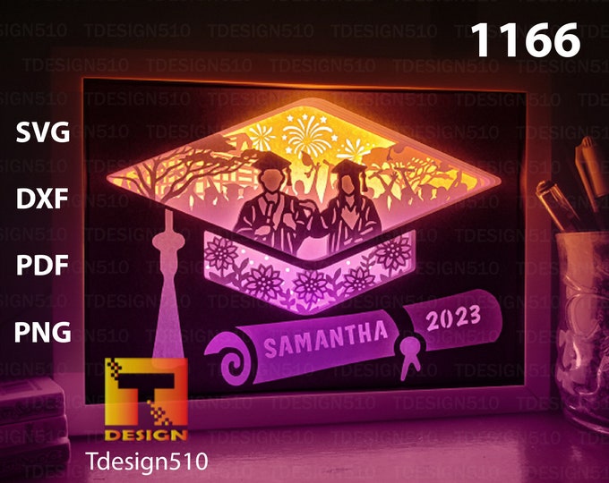 Layered Graduation Shadow Box Template, 3D Light Box Svg, Shadow Box ...