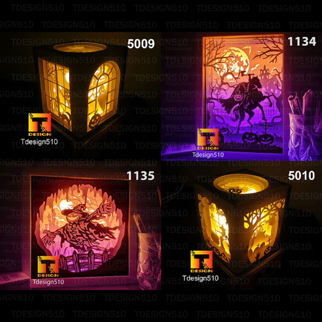 Combo Halloween 2 Paper Cut Light Box Template, Shadow Box, 3D Papercut ...