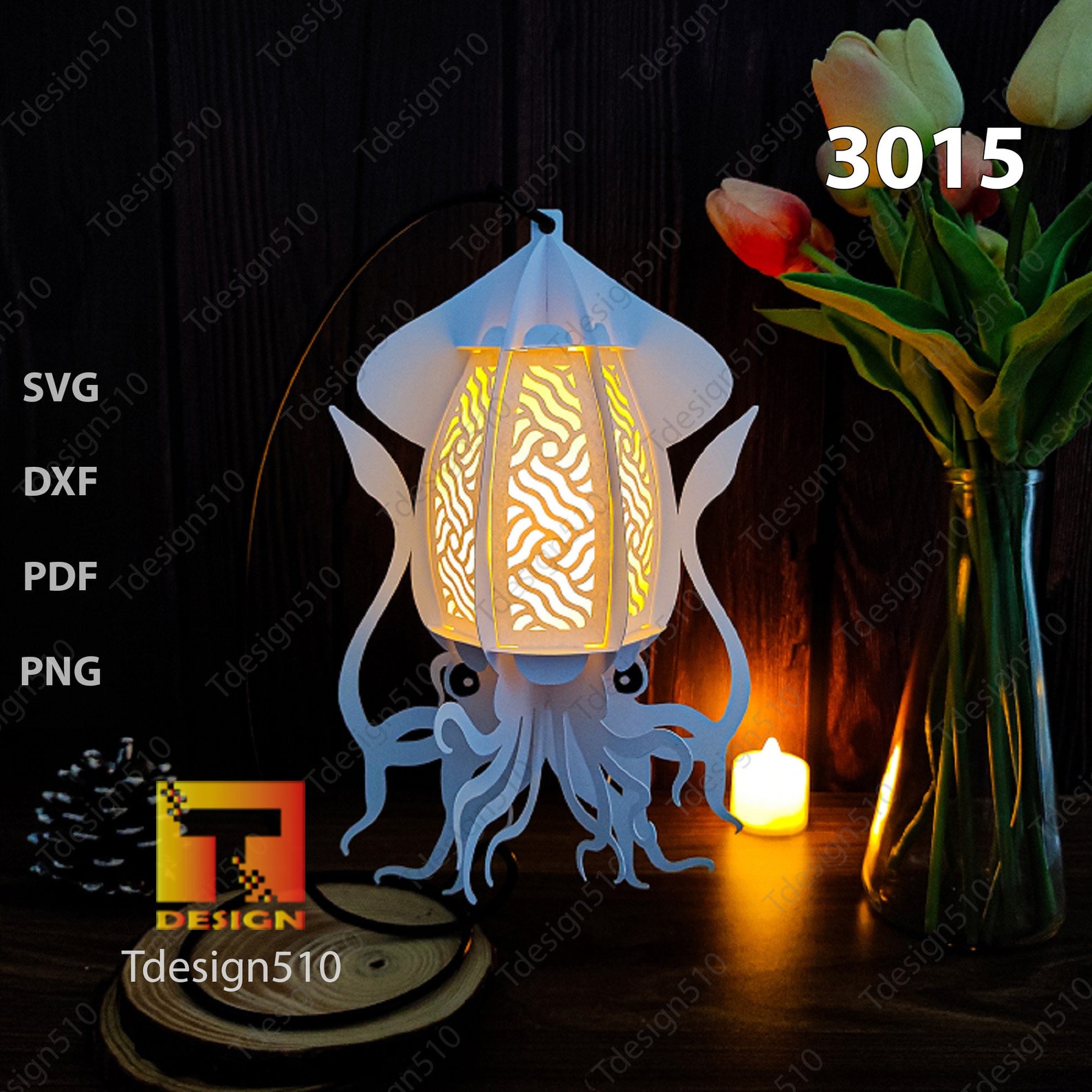 Ocean Lantern Paper Cutting Lamp 3D Shadow Box Light Box Template ...
