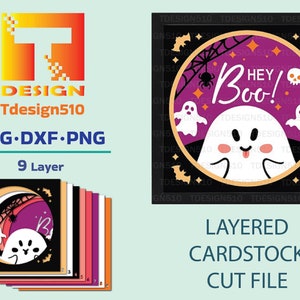 Halloween Hey Boo 3D Shadow Box Paper Cutting Templates Papercut ...