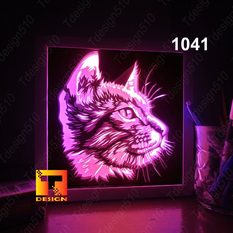 Cats Paper Cut Light Box Template Shadow Box 3D Papercut | Etsy