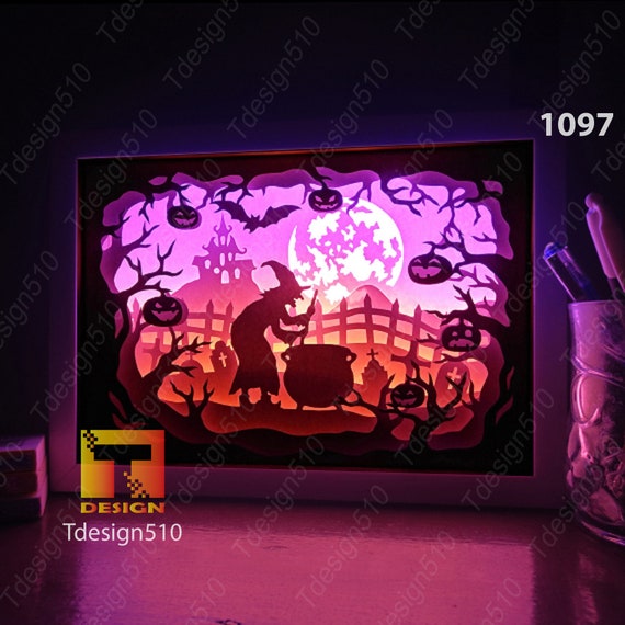 Halloween Paper Cut Light Box Template Shadow Box 3D - Etsy