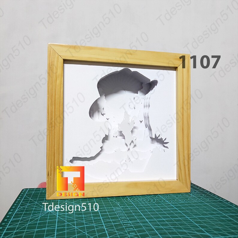 Cowboy Paper Cut Light Box Template, Shadow Box, 3D Papercut Lightbox ...