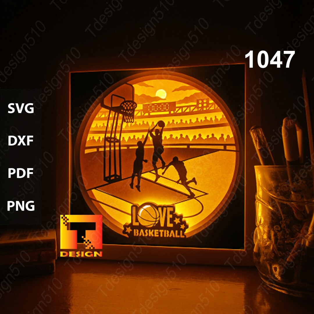 Basketball Paper Cut Light Box Template, Shadow Box, 3D Papercut ...