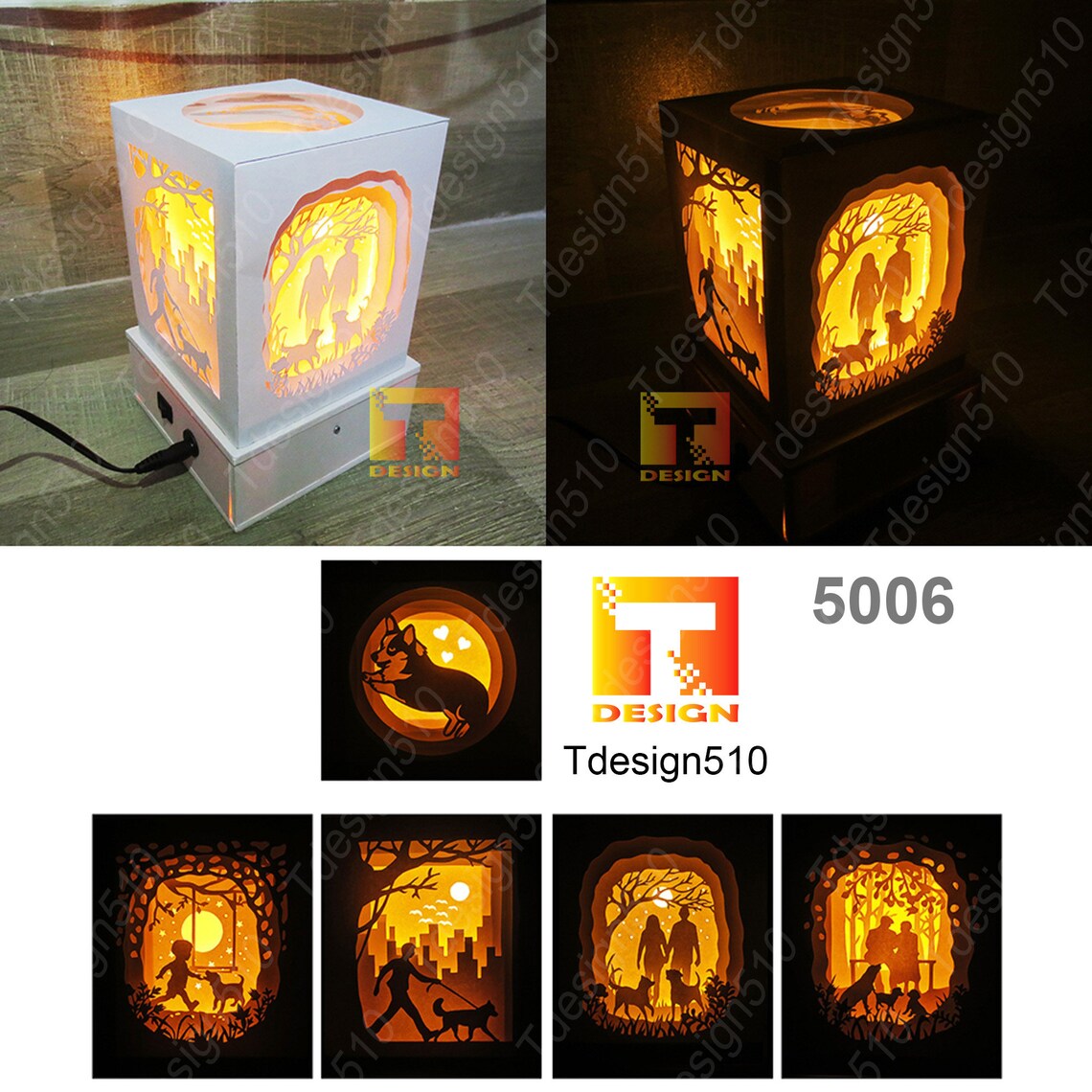 Love Dog 5 Sided Paper Cut Light Box Template Shadow Box 3D | Etsy